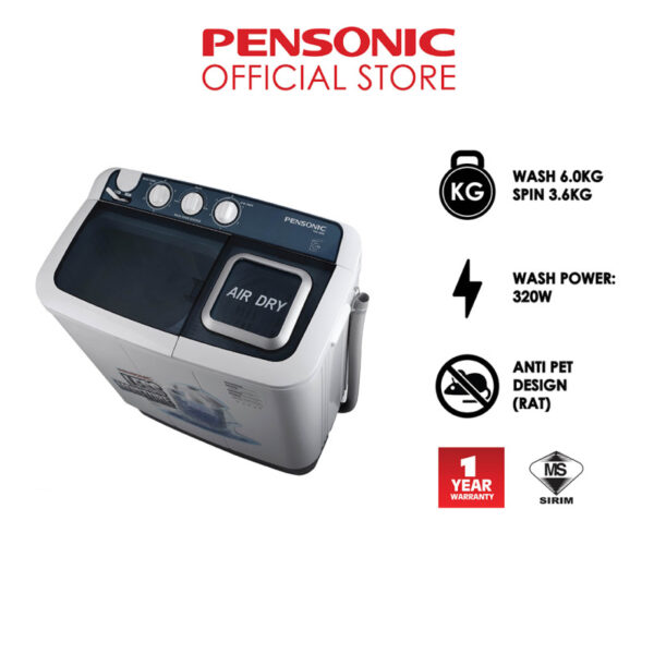 Pensonic Washing Machine Semi_Auto 6.0KG | PWS-6004 - Pensonic