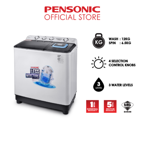 Pensonic Semi Auto Washing Machine 12KG | PWS-1206 - Pensonic